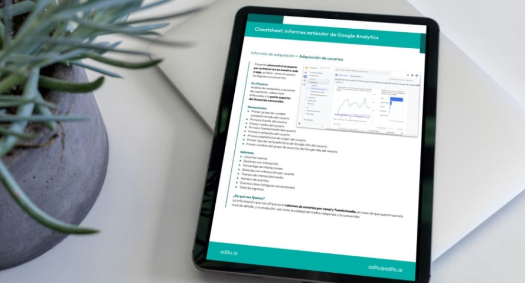 Cheatsheet: informes estándar de Google Analytics 4 - Aditu